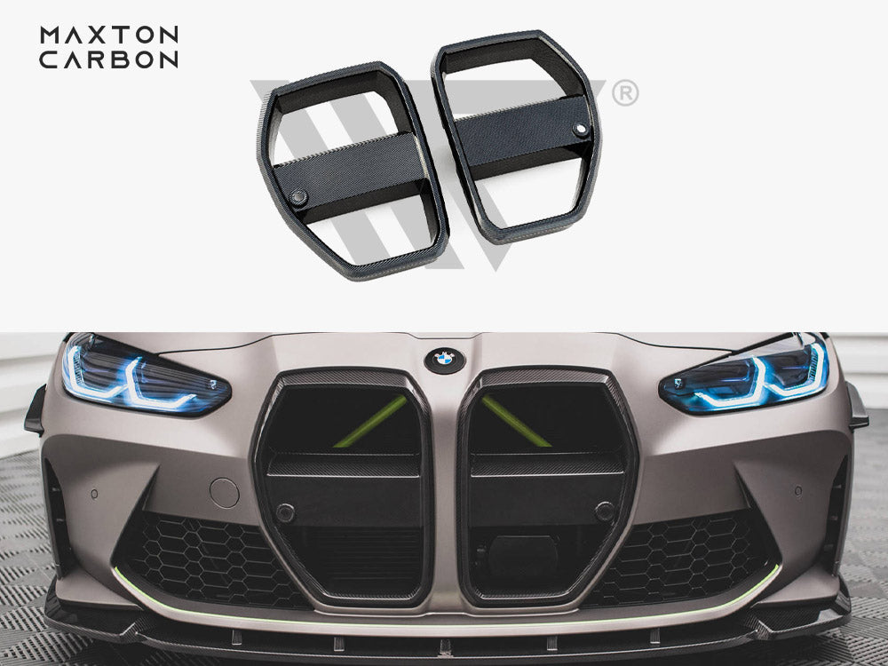 Carbon Fiber Front Grill + License Plate Holder Base BMW M4 G82 / M3 G ...